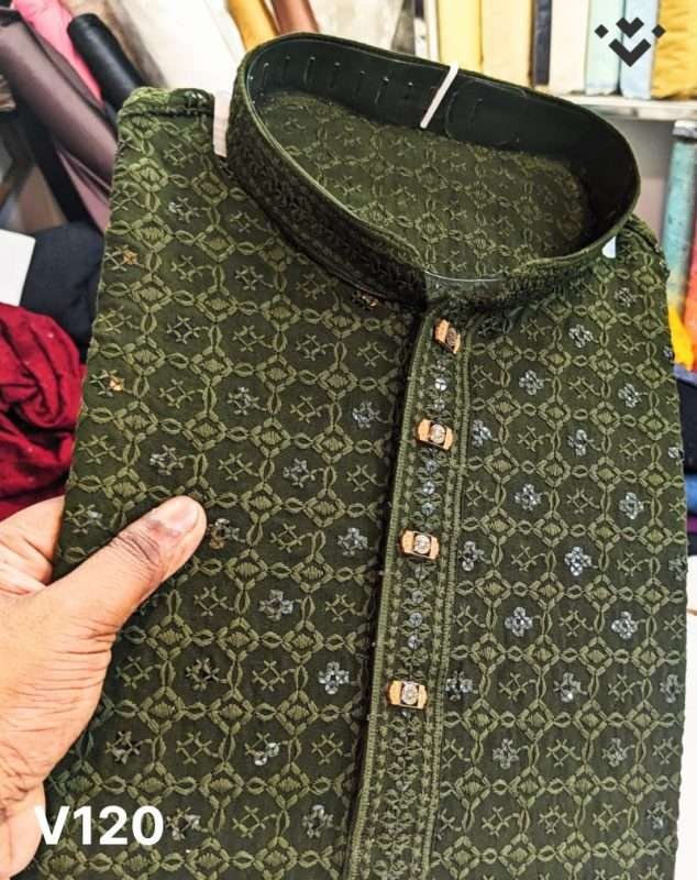 Best Punjabi Collection 2024 : Light Grass Green Men Panjabi