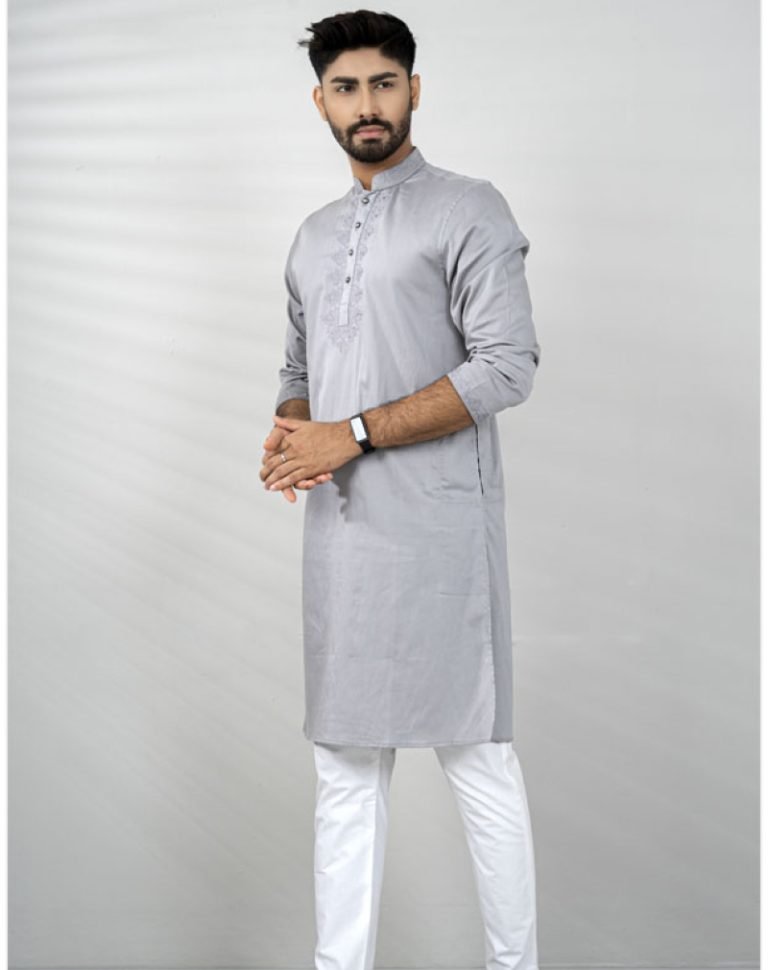 Best Punjabi Collection 2024: French Grey Men Panjabi