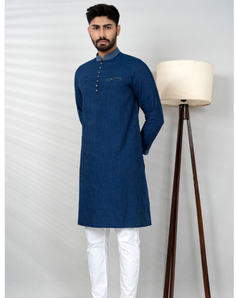 Best Punjabi Collection 2024: Indigo Stripe Men Panjabi