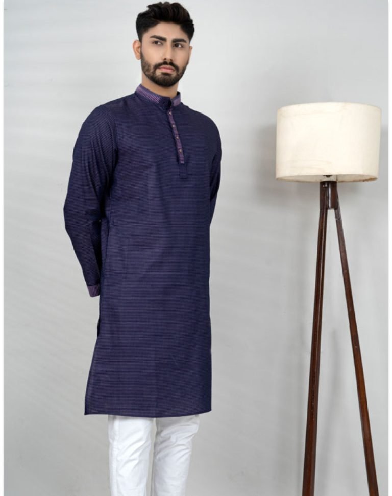 Best Punjabi Collection 2024: Purple Stripe Men's Panjabi